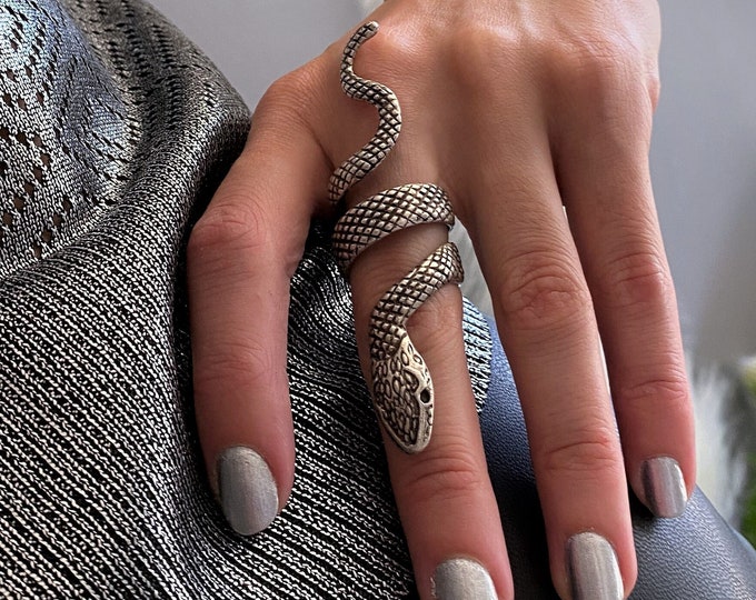 Dark Silver Extra Long Finger Ring Statement FULL FINGER - Etsy
