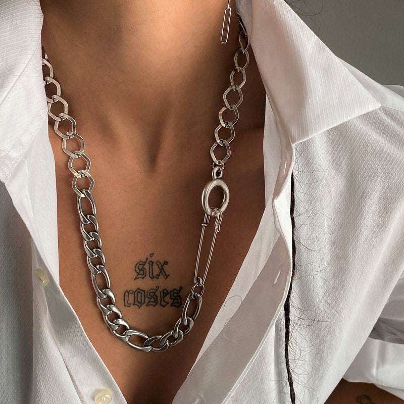 Safety Pin Necklace - Etsy UK