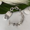 Womens Chunky Padlock and Key Ball Chain Bracelet, Silver Ball Chain ...