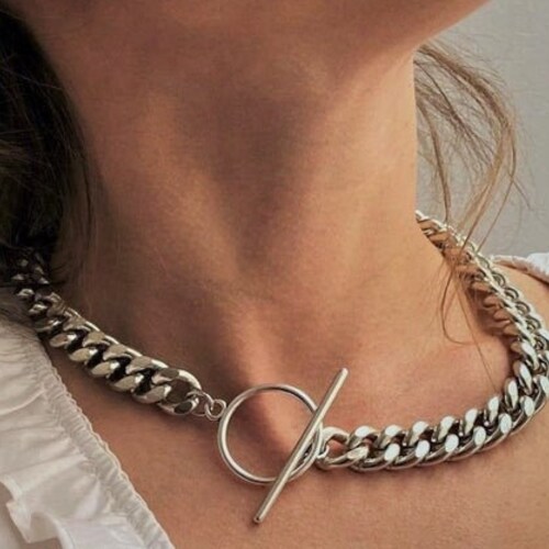 Silver Chunky Choker Chunky Necklace Silver Statement - Etsy