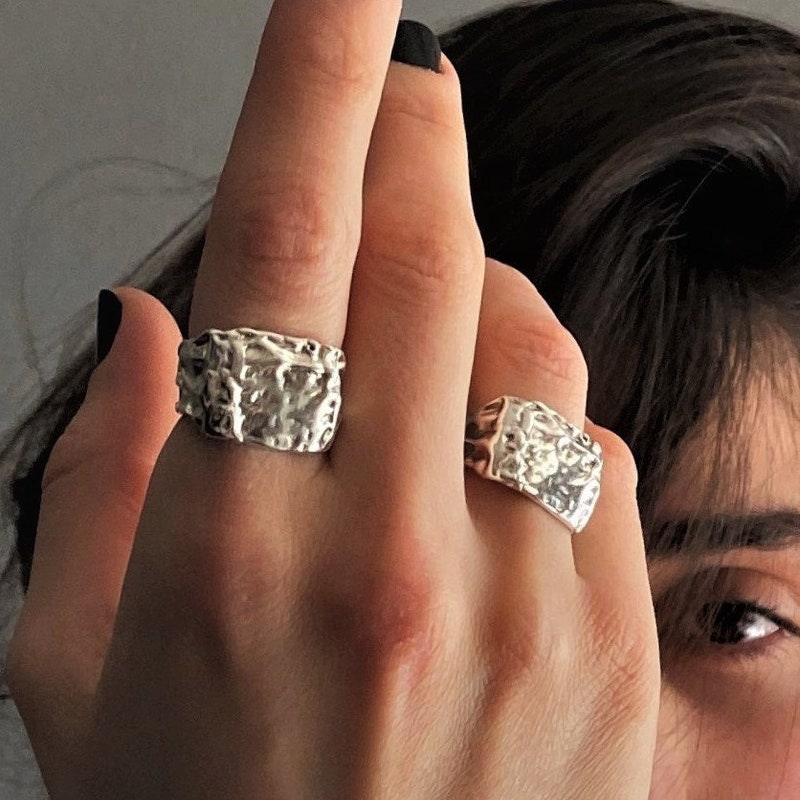 Modern Silver Ring - Etsy