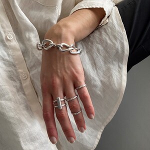 Solid Heavy Curb Chain Statement Bracelet, Thick Infinity Links Chain ...