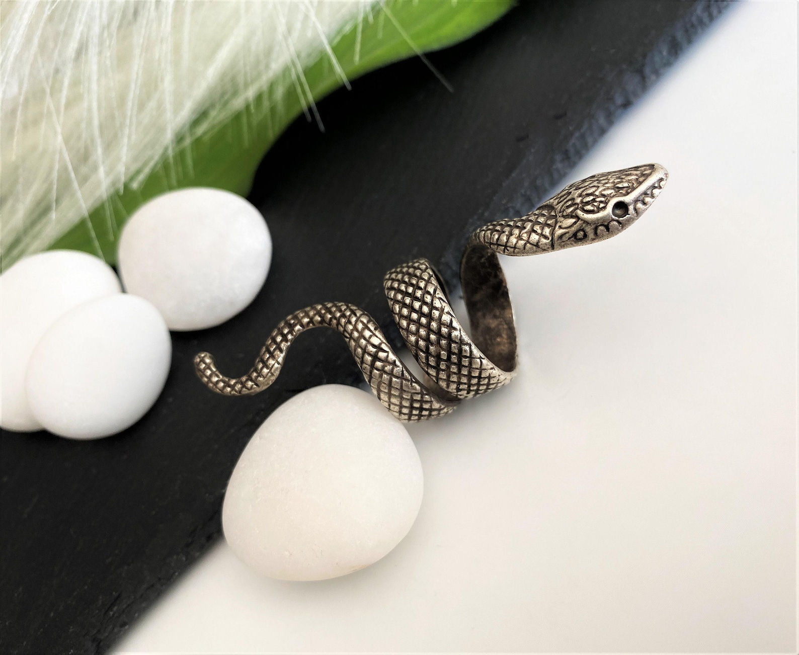 Dark Silver Extra Long Finger Ring, Statement FULL FINGER SERPENT Ring ...