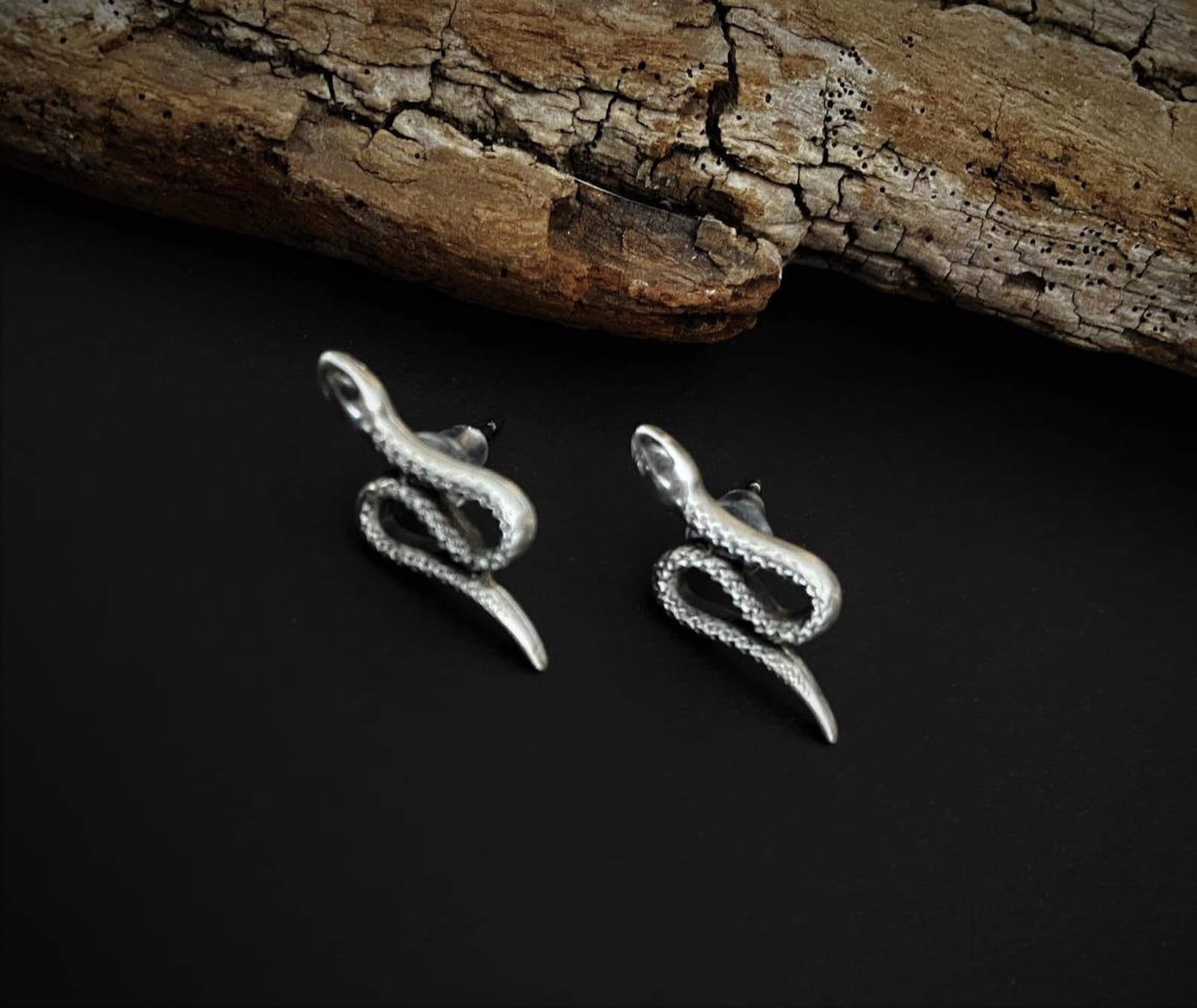 Mens Snake Stud Earrings Minimal Silver Snake Earrings - Etsy