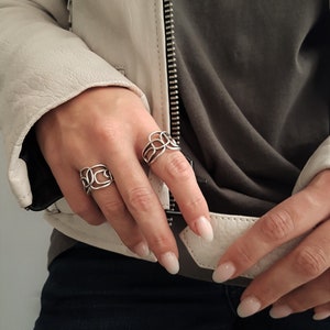 Irregular Tangled Squares Ring• Womens Adjustable Stackable Ring ...
