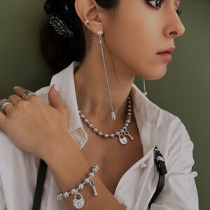 Chunky Ball Chain With Padlock and Key, Uno De 50 Style Key and Padlock ...