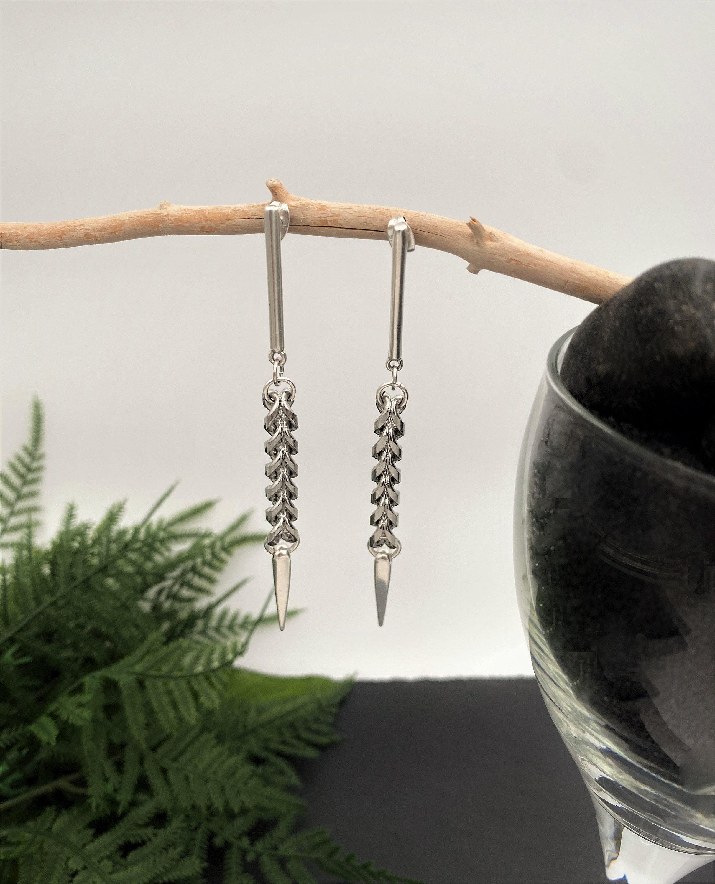 Edgy Spike Charm Earrings, Statement Sharp Extra Long Earrings, Foxtail ...