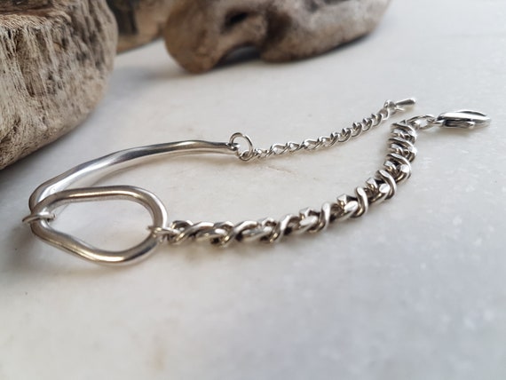 Womens Silver Half Metal Chain Bracelet O Ring Adjustable - Etsy