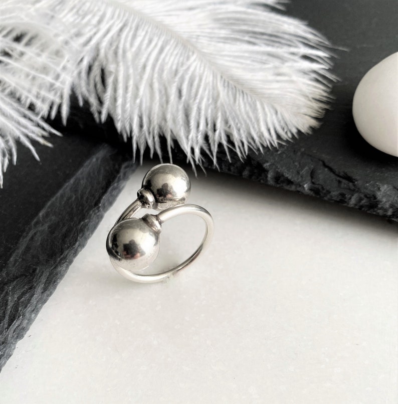 Twist Double Balls Open Ring Chunky Spheres Wrap Around Ring - Etsy