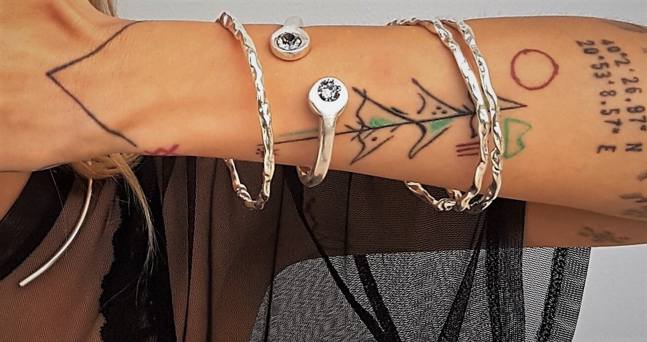 Set of Three Silver Chunky Bangles Branch Bangles Silver | Etsy