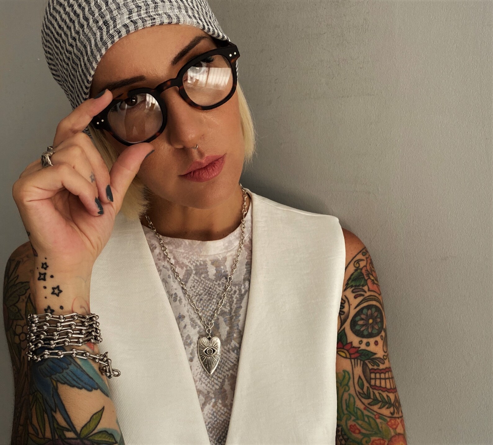 Set of Three Silver Chain Layered Punk Rock Style Pendants | Etsy