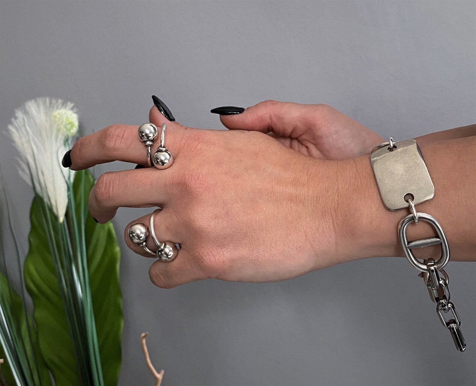 Twist Double Balls Open Ring Chunky Spheres Wrap Around Ring - Etsy