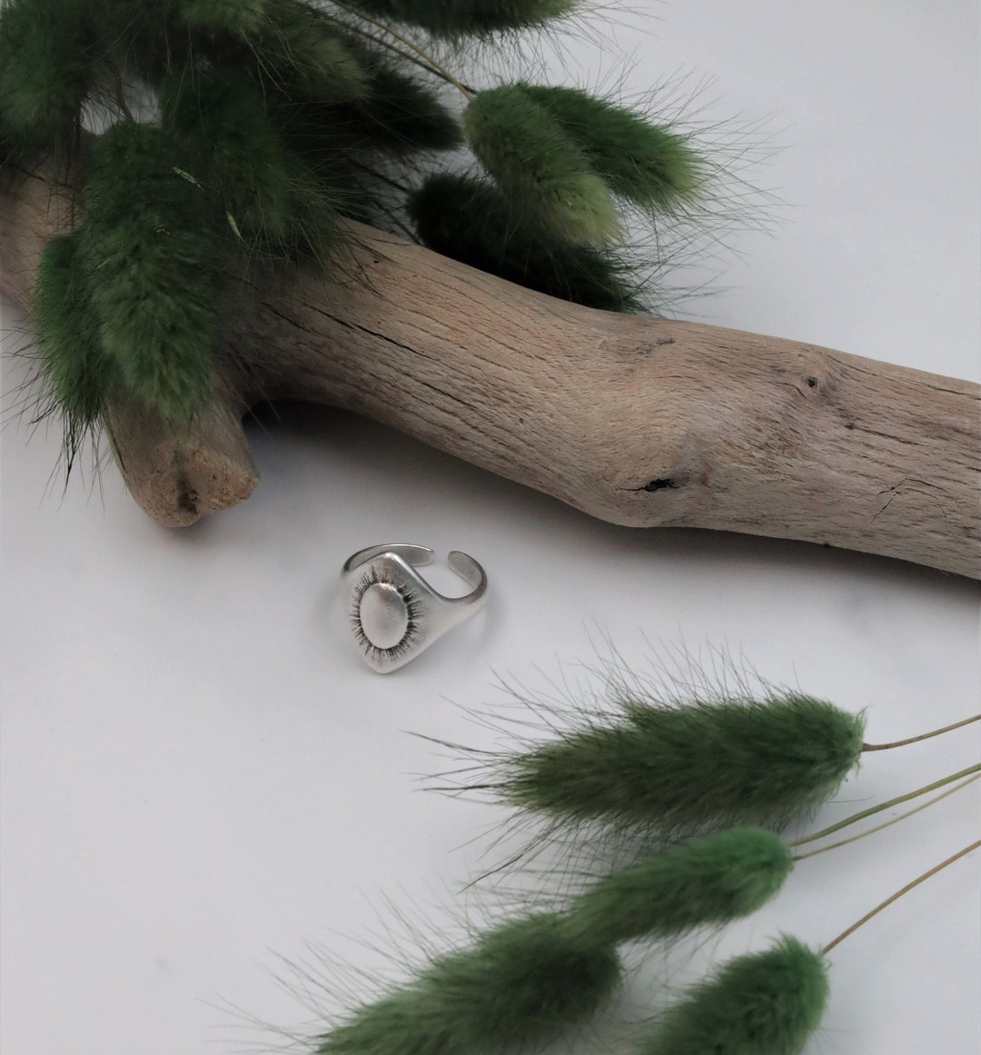 Dainty Shield Open Ring, Abstact Lines Statement Ring, Vintage Rustic ...