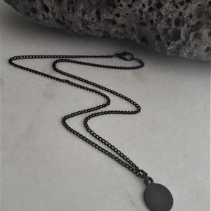 Black Coin Womens Necklace Black Chain Disk Pendant Matte - Etsy