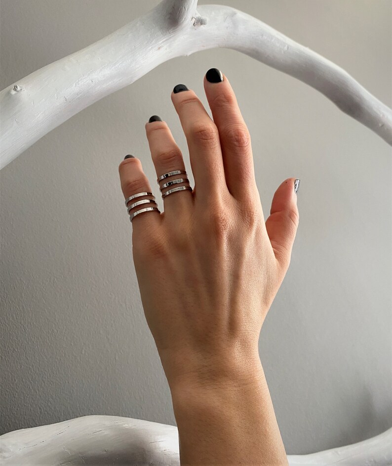Three Lines Band Ring Knuckle Ring Chevalier Ring Silver - Etsy