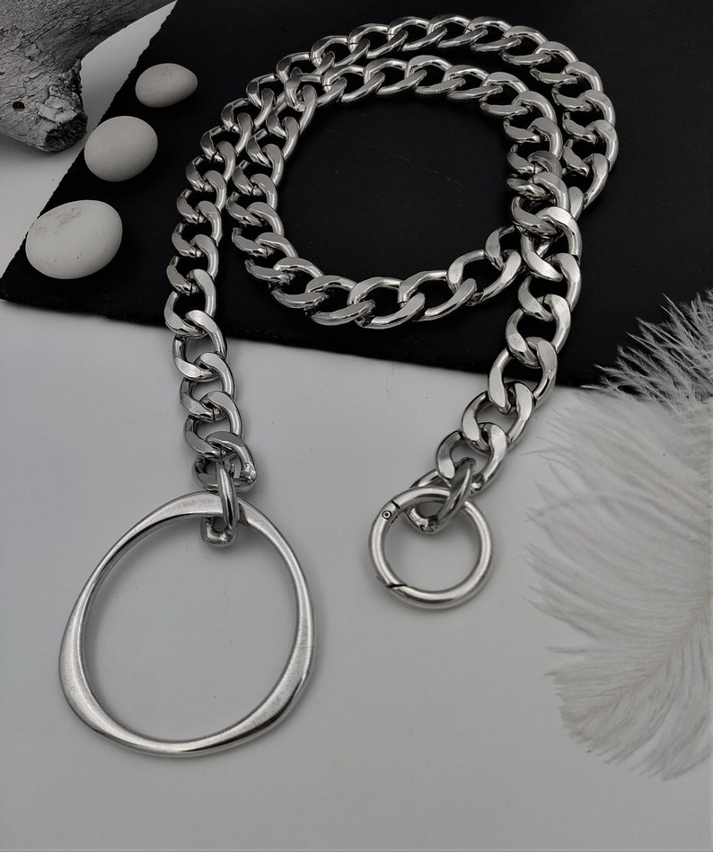 Extra Large O Ring Clasp Curb Chain Necklace Double Wrap - Etsy