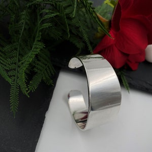 Wide Vintage Shiny Silver Open Cuff, Chunky Adjustable Bracelet ...