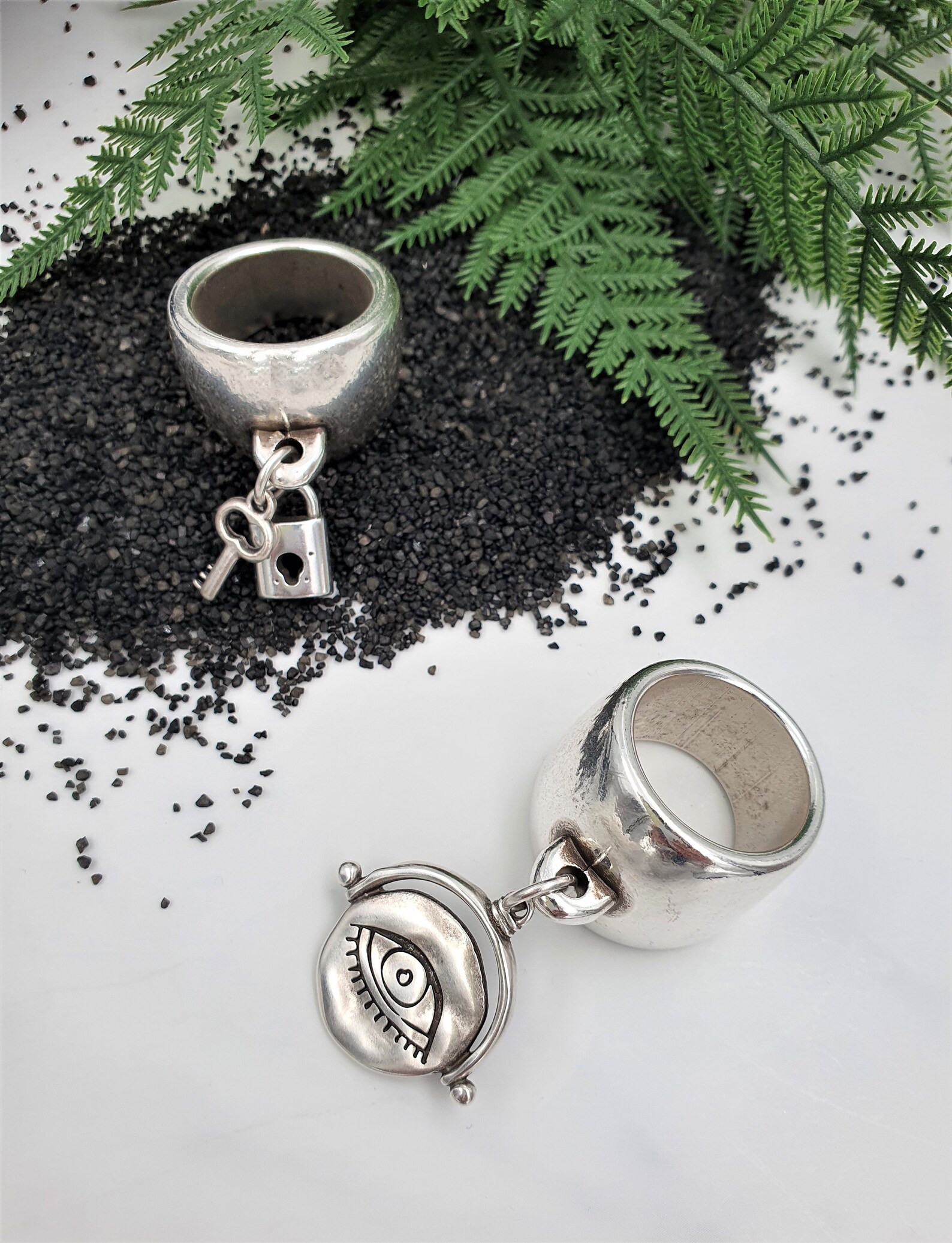 Giant EVIL EYE Ring, Statement Padlock With Key Ring, Heavy Massive ...