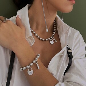 Chunky Ball Chain With Padlock and Key, Uno De 50 Style Key and Padlock ...