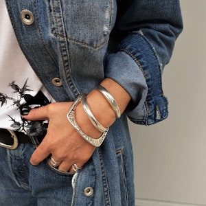 Square Solid Silver Bracelet Thick Engraved Stacking | Etsy