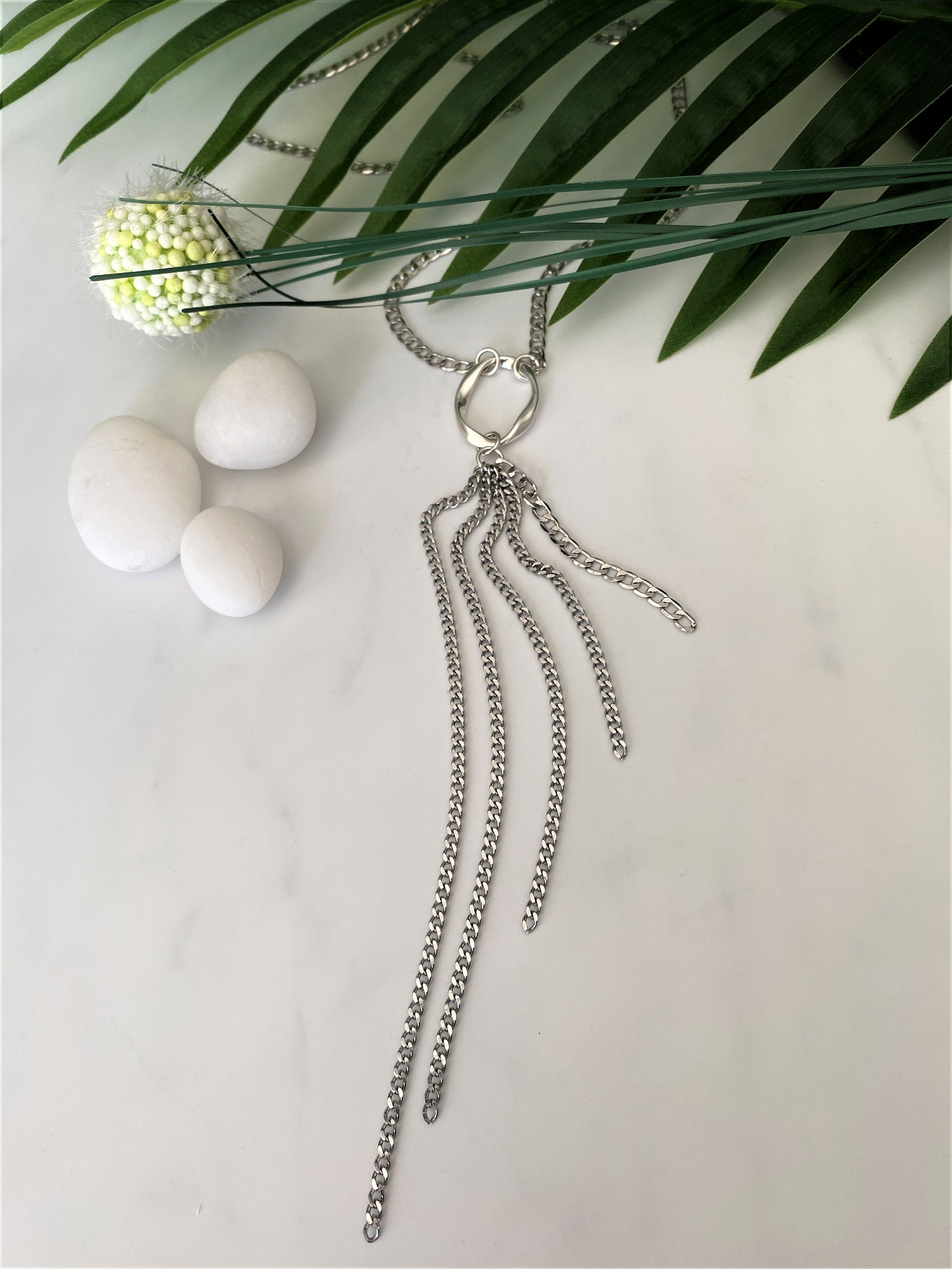 Multi Chains Necklace Womens Long Necklace Silver Statement - Etsy