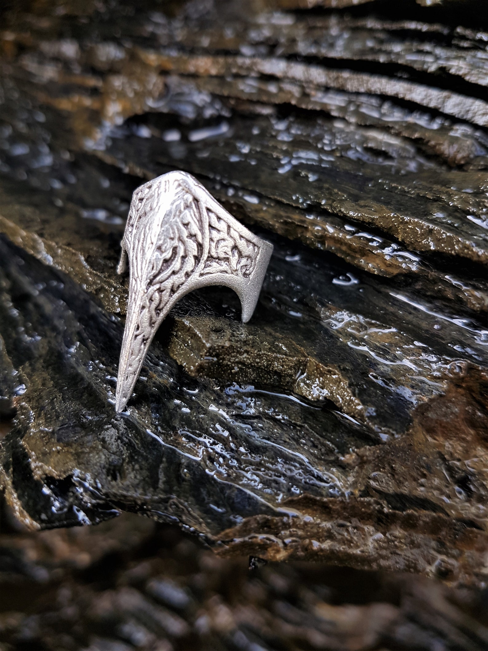 Silver Pointed Womens Ring Vikings Spiked Ring Engraved - Etsy