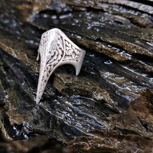 Silver Pointed Womens Ring, Vikings Spiked Ring, Engraved Sharp Ring ...