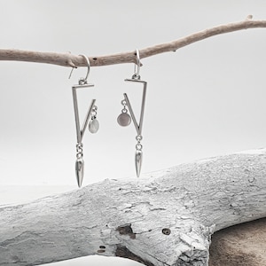 Statement Dangle Long Earrings• Hoop Sharp Earrings• Edgy Silver Plated Earrings• Modern Rock ...
