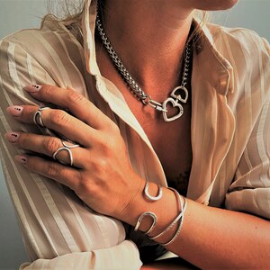 Silver X Shape Ring, Criss-cross DOUBLE Ring, Set of Two Geo Statement ...