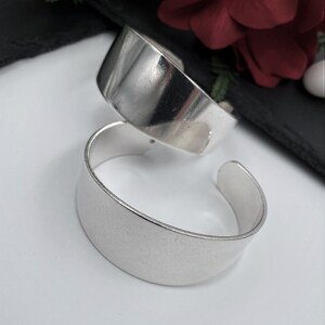 Wide Vintage Shiny Silver Open Cuff, Chunky Adjustable Bracelet ...