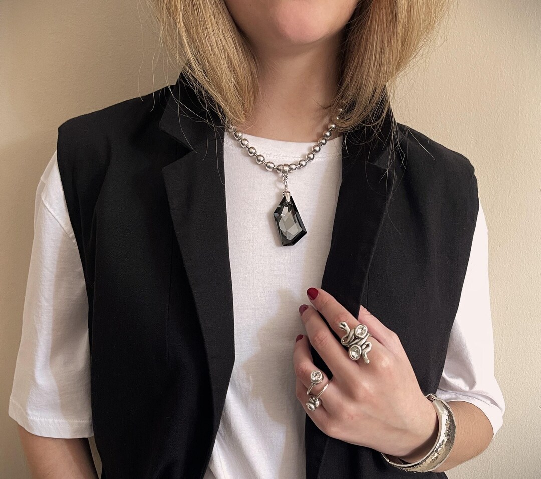 NEW! Oversized Swarovski Ball Chain Necklace, Chunky Chain Bold Crystal ...