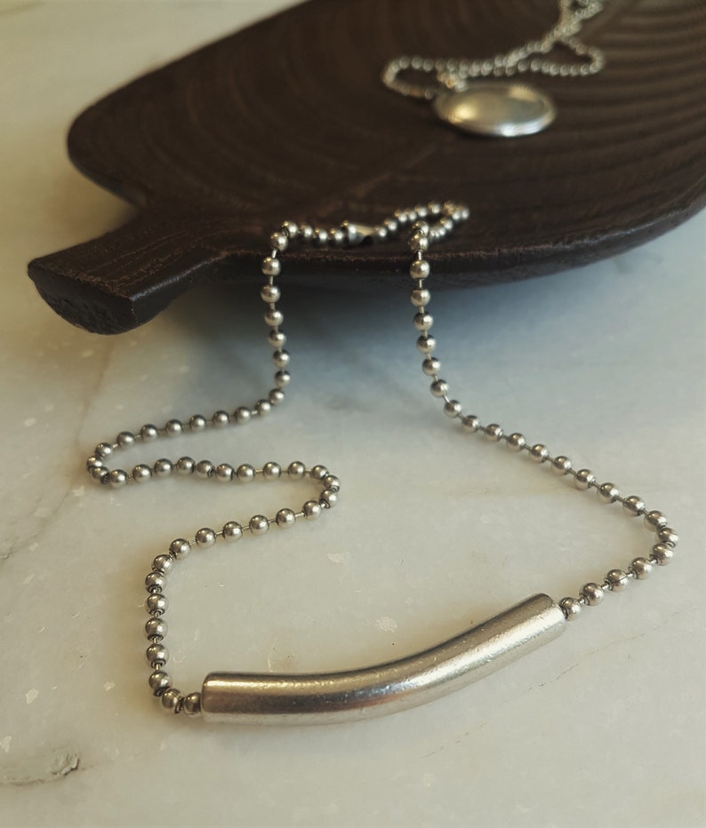 Set of Two Silver Layering Chain Necklaces Chunky Tube Chain | Etsy