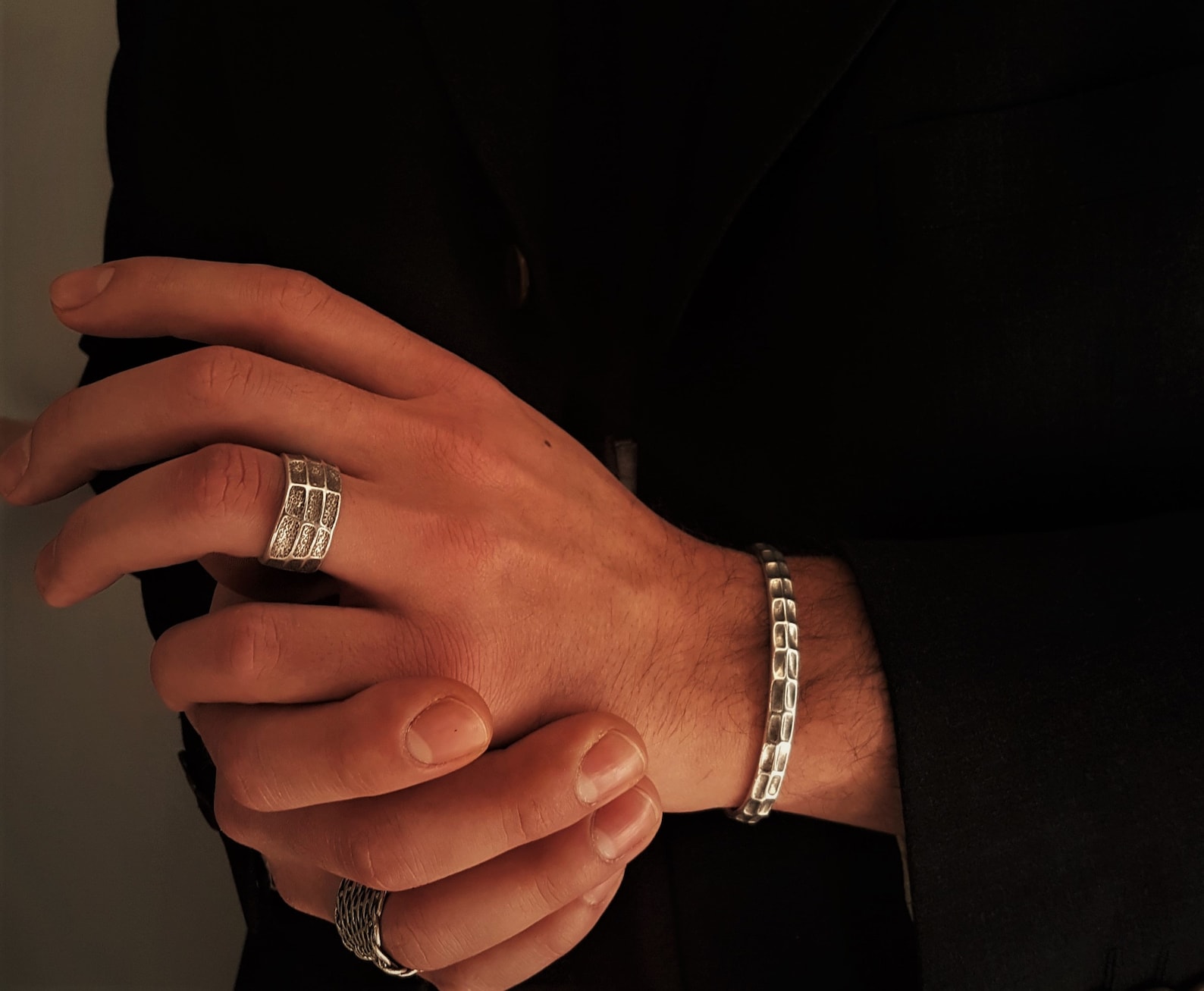 Men's Antique Silver Cuff Open Silver Multi Faceted Cuff - Etsy