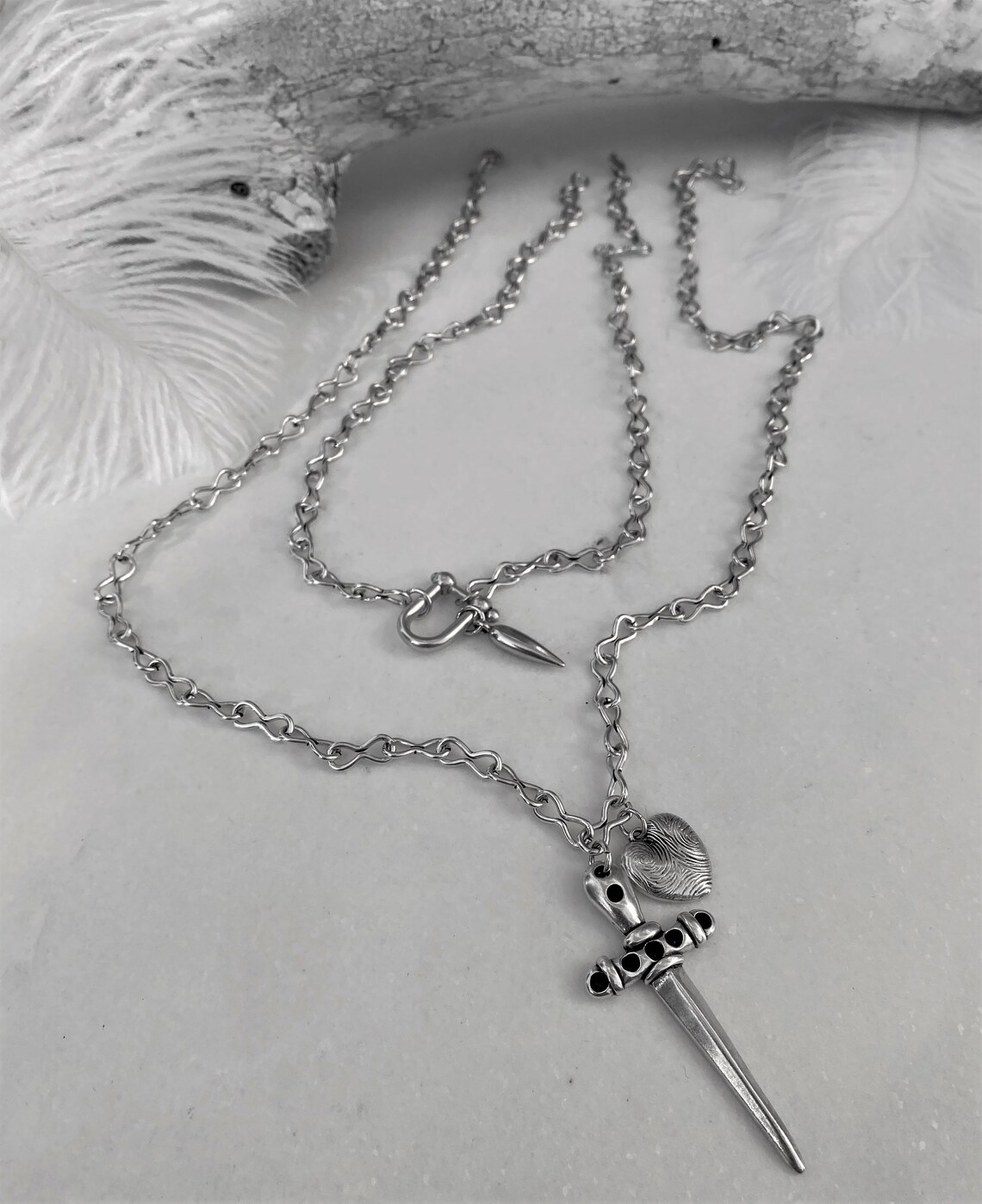 Punk Rock Sword/ Heart/ Shackle Pendant Edgy Shackle Unique | Etsy