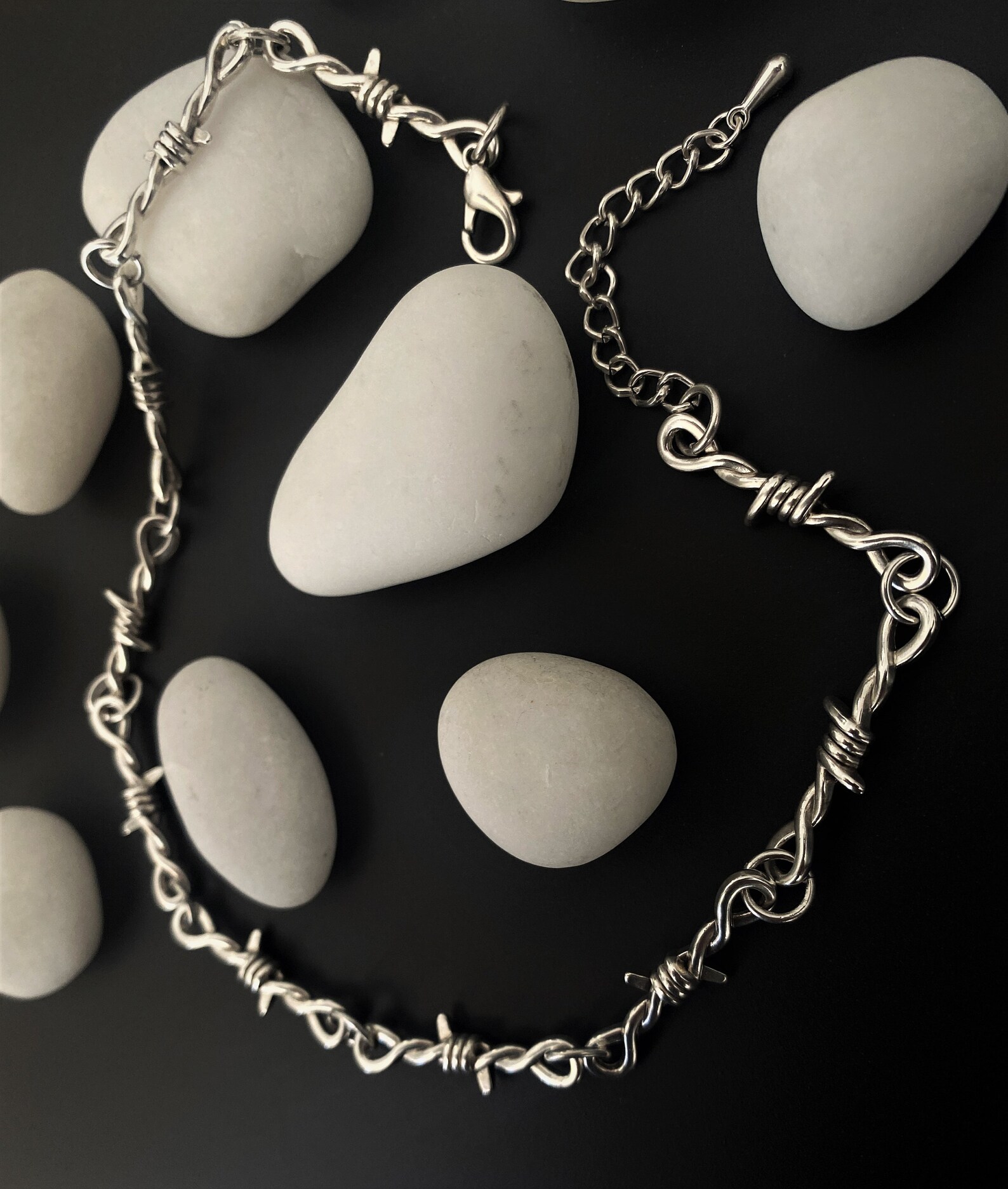 Silver Barbed Wire Adjustable Chain Necklace Womens Pointy | Etsy