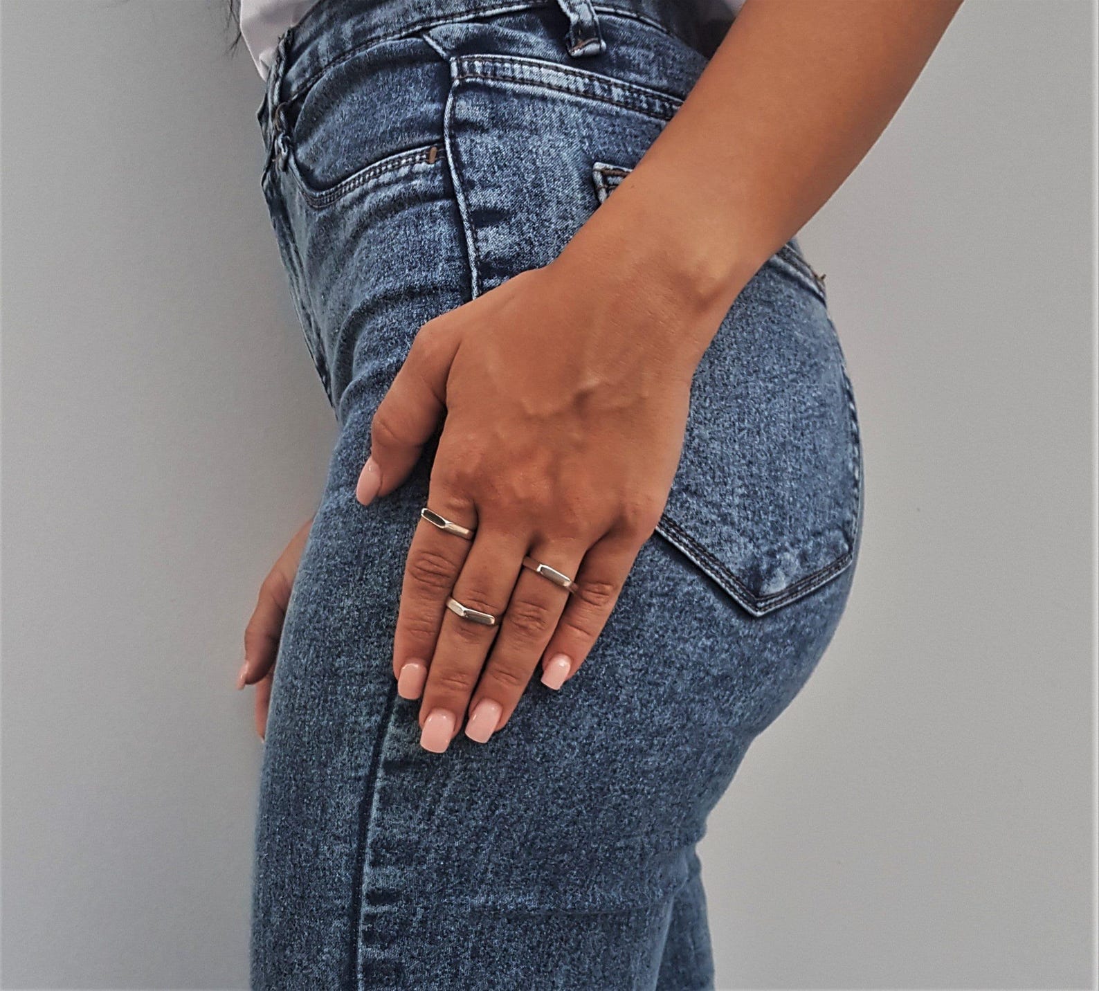 Silver Hex Nut Ring, Hexagon Nut Ring, Womens Industrial Stackable Midi ...