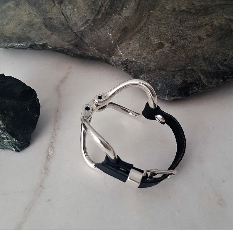 Uno De 50 Style Chunky Silver Metal Leather Bracelet Womens - Etsy