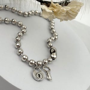 Chunky Ball Chain With Padlock and Key, Uno De 50 Style Key and Padlock ...