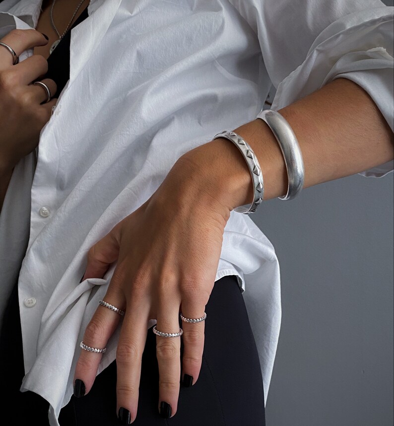 Sturdy Rhombus Studded Metal Cuff Geometric Solid Thick Cuff - Etsy