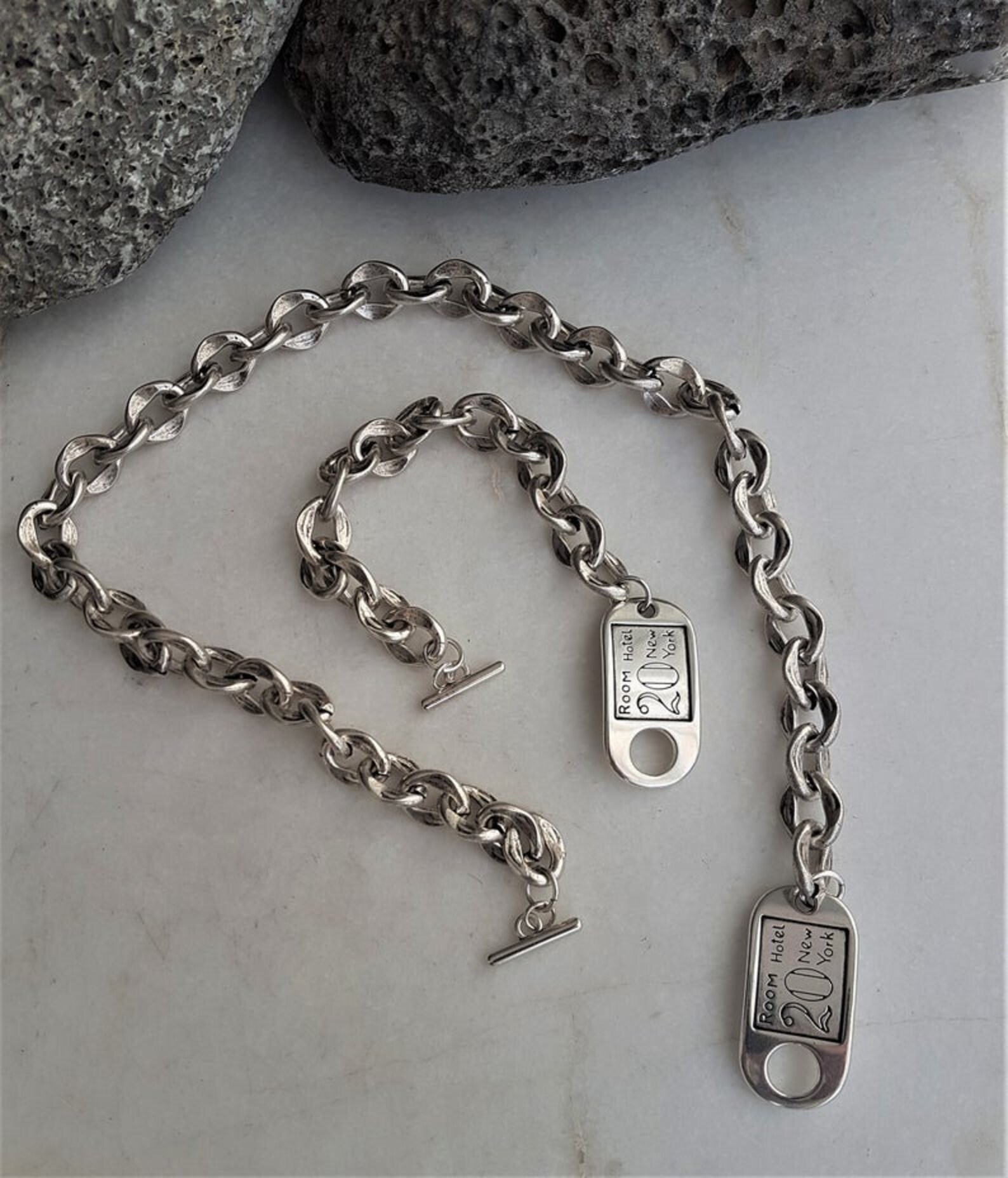 Antique Silver Bold Chain Necklace Uno De 50 Style Chain | Etsy