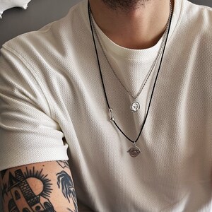Mens Coin Antique Silver Necklace• Ancient Greek Coin Short Pendant ...
