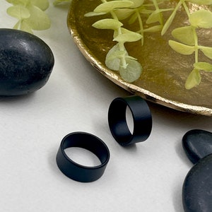 Black Band Ring, Simple Wide Black Ring, Womens Band Ring, Edgy Ring ...
