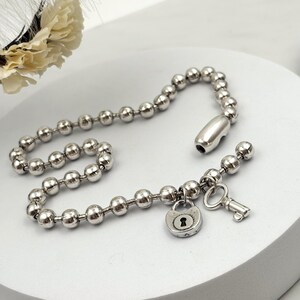Chunky Ball Chain With Padlock and Key, Uno De 50 Style Key and Padlock ...