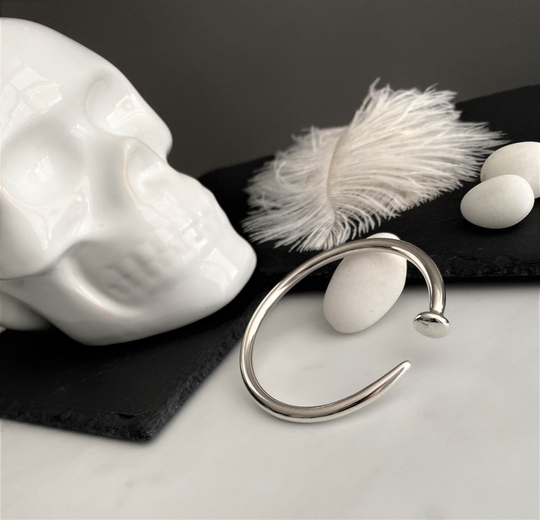 Bold Edgy Style Open Bracelet, Minimal Stacking Sharp Bangle, Statement ...