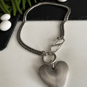 Oversized Heart Cuban Link Chain Necklace, Contemporary S Carabiner ...