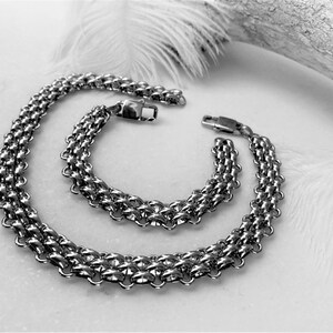 Heavy Chainmail Bracelet, Chunky Links Chain Bracelet, Bold Stainless ...