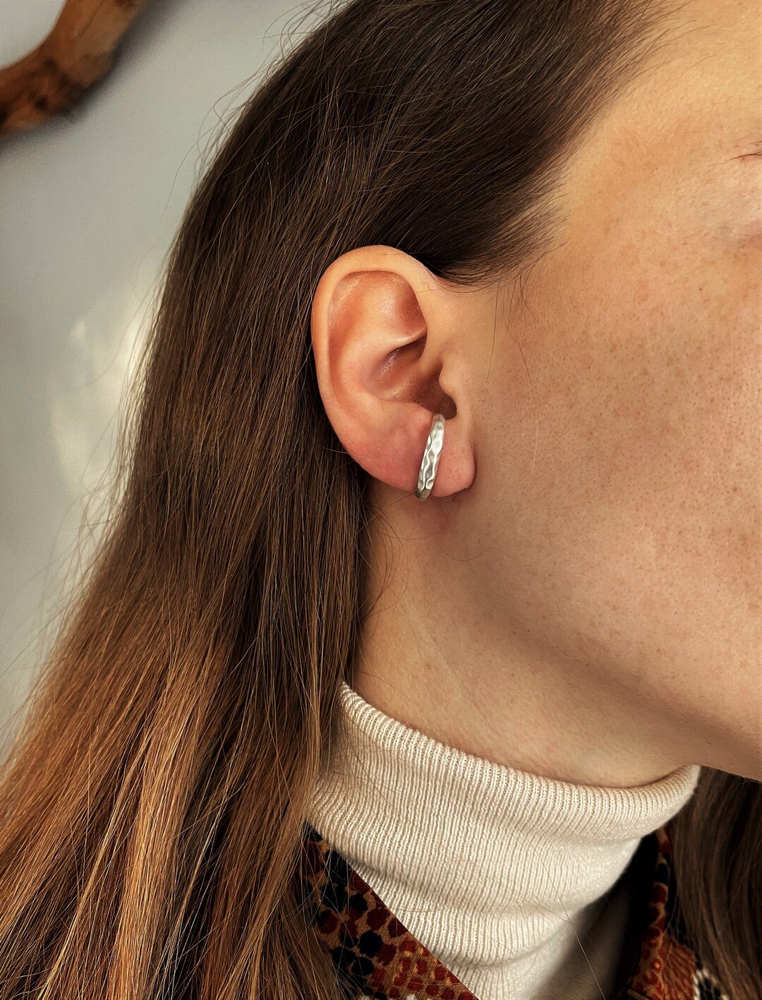 Hammered Antique Silver Lobe Cuffs Ear Lobe Hug Cuffs Womens - Etsy