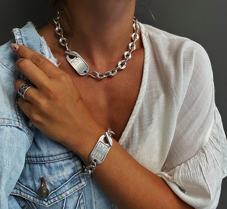 Antique Silver Bold Chain Necklace Uno De 50 Style Chain | Etsy