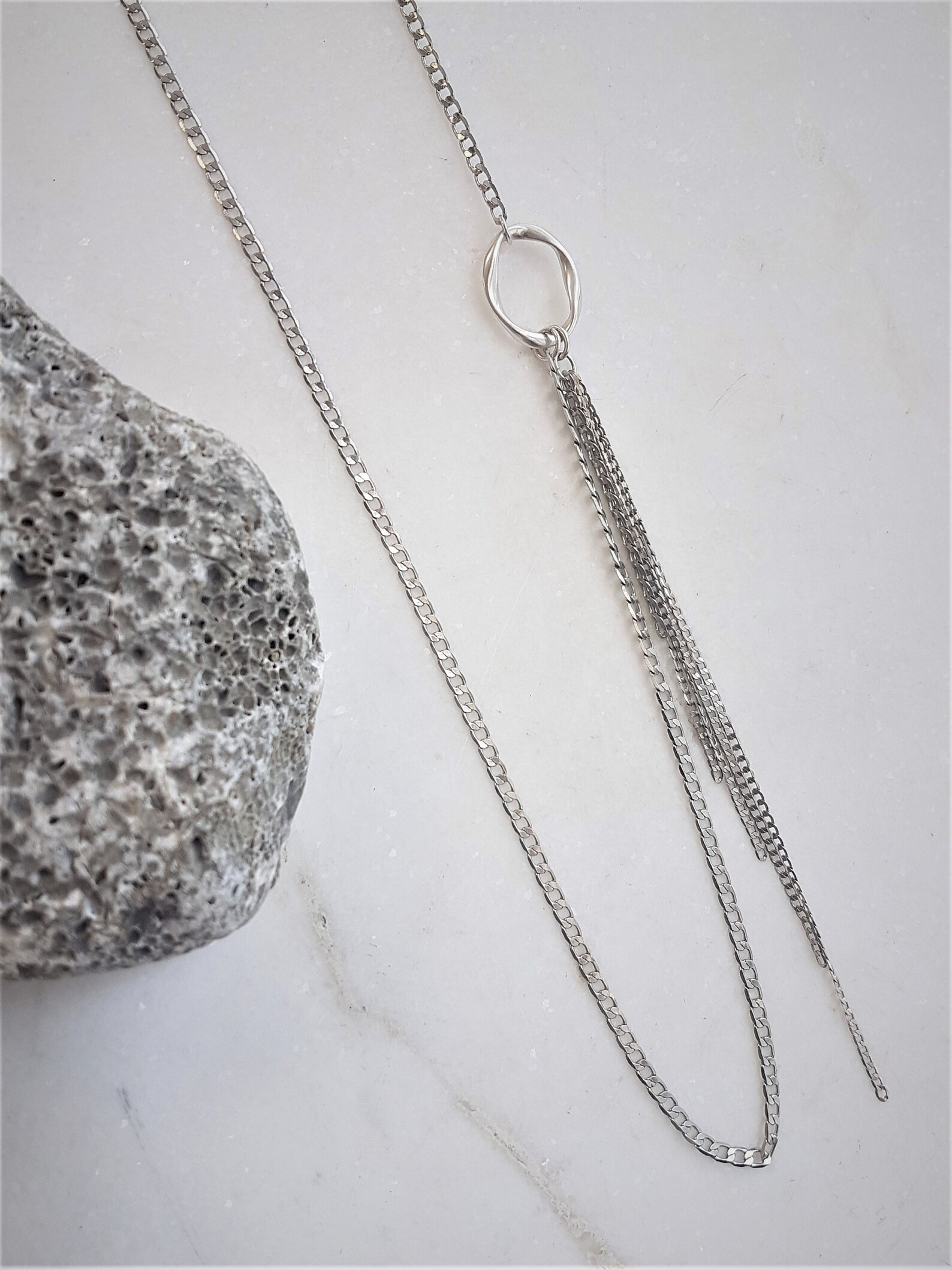 Multi Chains Necklace Womens Long Necklace Silver Statement - Etsy