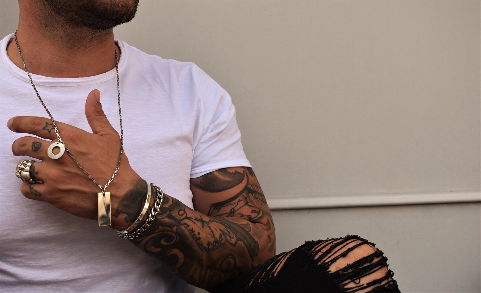 Mens Silver Square Link Chain Dog Tag Pendant Geometric - Etsy